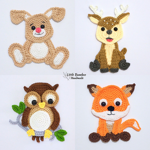 Ravelry: Woodland Animals Applique Set B pattern by Little Bamboo Handmade