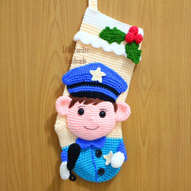 Ravelry: Policeman Christmas stocking pattern by Little Bamboo Handmade