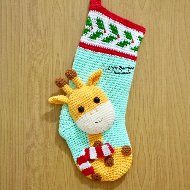 Ravelry: Giraffe Christmas Stocking pattern by Little Bamboo Handmade