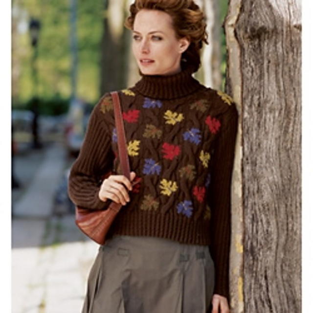 Ravelry: #16 Cable and Leaf T-Neck pattern by Sasha Kagan
