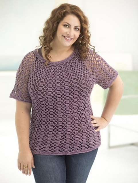 Ravelry: Curvy Girl Openwork Top Down Pullover pattern by Teresa Chorzepa