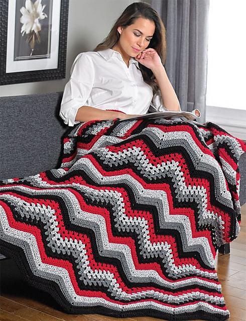 Ravelry: Ripples and Lace Throw pattern by Mary Maxim