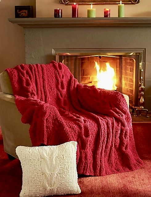 Ravelry: Horseshoe Cable Blanket & Pillow: Blanket pattern by Bernat ...