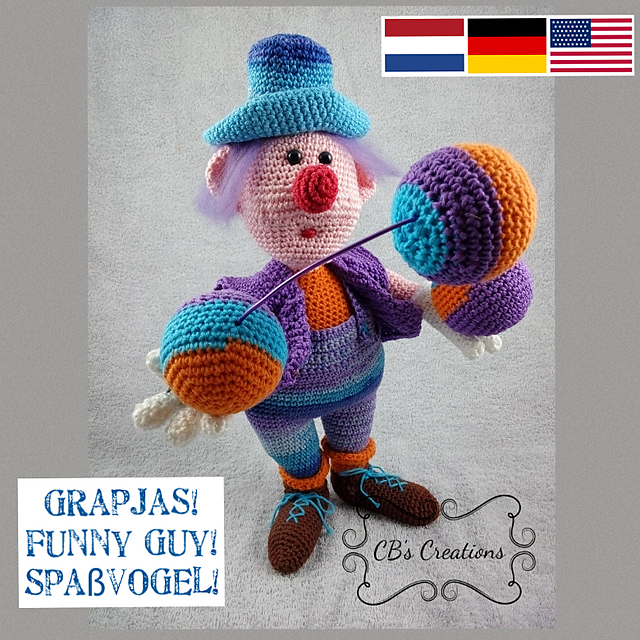 Ravelry: Funny Guy Grapjas Clown pattern by CB's Creations