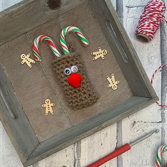 Ravelry: Reindeer Candy Cane Holder pattern by Fiona Field