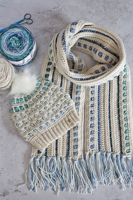Ravelry: Glacier Beanie and Scarf Set pattern by Mary Etheridge