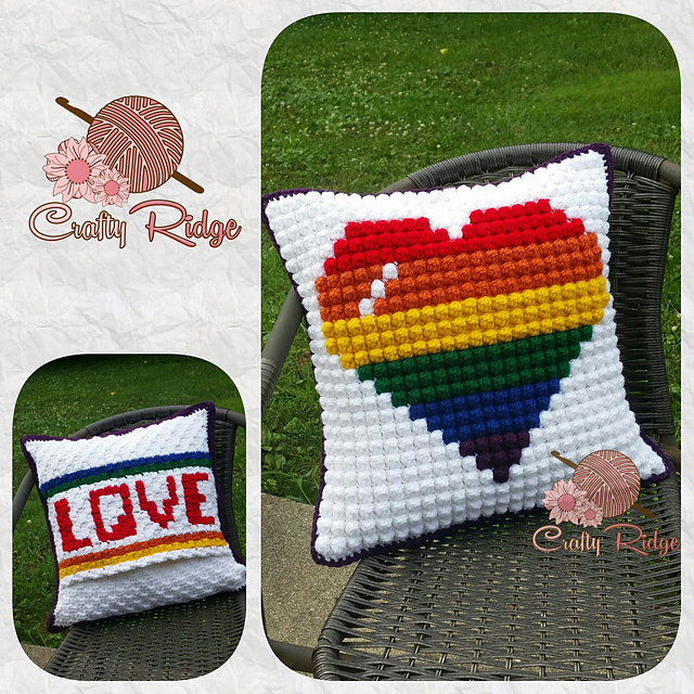 Ravelry: Rainbow Pride Pillow pattern by Crafty Ridge
