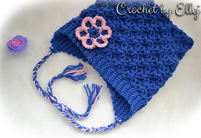 Ravelry: Blue Cat-hat with cute flower pattern by Elena Kozhukhar