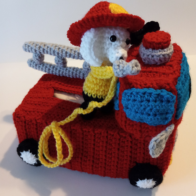 Ravelry: Fire Truck Tissue Box Cover pattern by Dani West