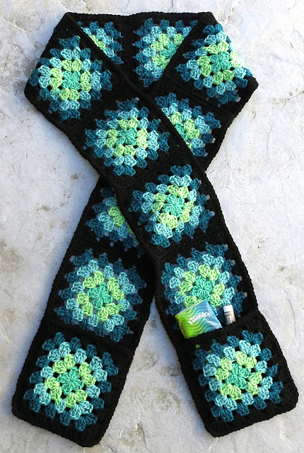 Ravelry: Granny Square Pocket Scarf pattern by Lynne Samaan
