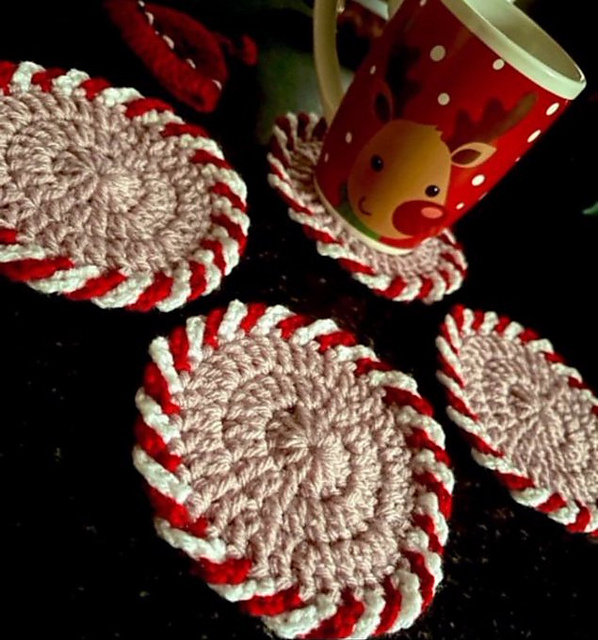 Ravelry: Christmas Candy Cane Coasters pattern by DD Wilder