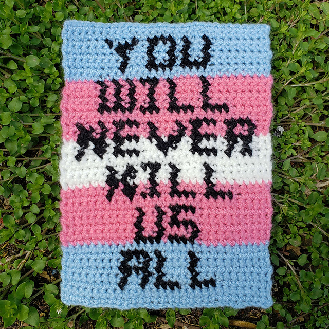 Ravelry: You Will Never Kill Us All Trans Flag pattern by Bones Bentley