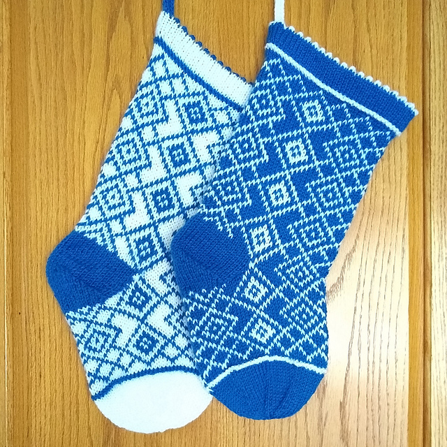 Ravelry: Sapphire Diamonds Stocking pattern by Denise Balvanz