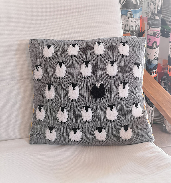 Ravelry: Sheep in a Row Pillow pattern by Denny Gould