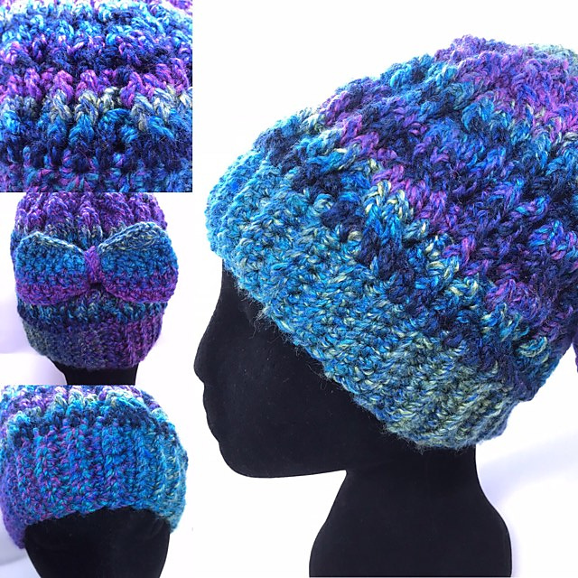 Ravelry: Chunky Cabled Messy Bun Hat pattern by Rachel Garnett