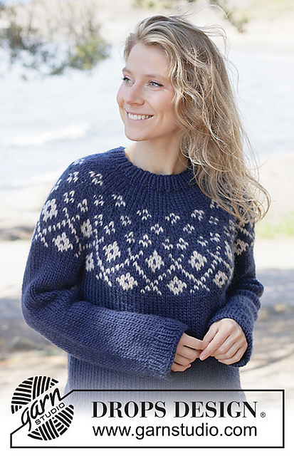 Ravelry: 263-2 Midnight Flowers Sweater pattern by DROPS design