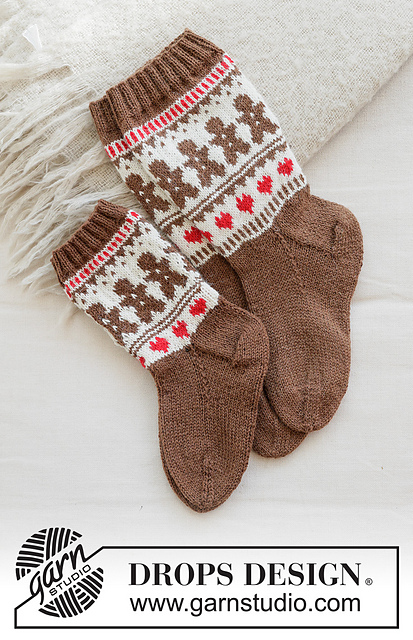 Ravelry: 50-3 Gingerbread Love Socks pattern by DROPS design