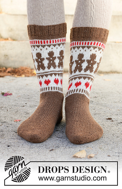 Ravelry: 261-73 Gingerbread Love Socks pattern by DROPS design