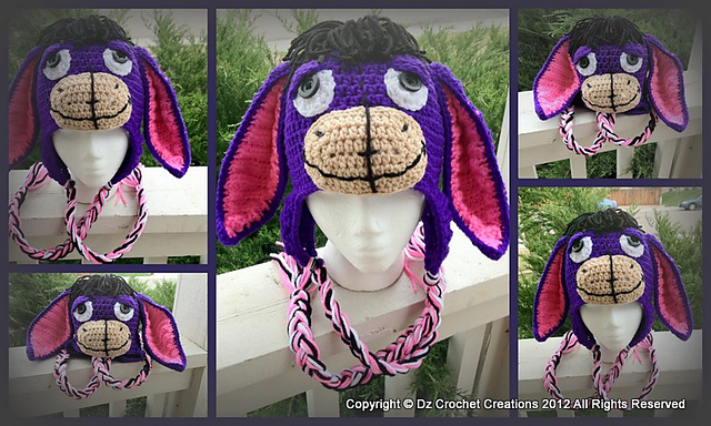 Ravelry: Eeyore Inspired Ear Flap Beanie pattern by Dz Crochet Creations