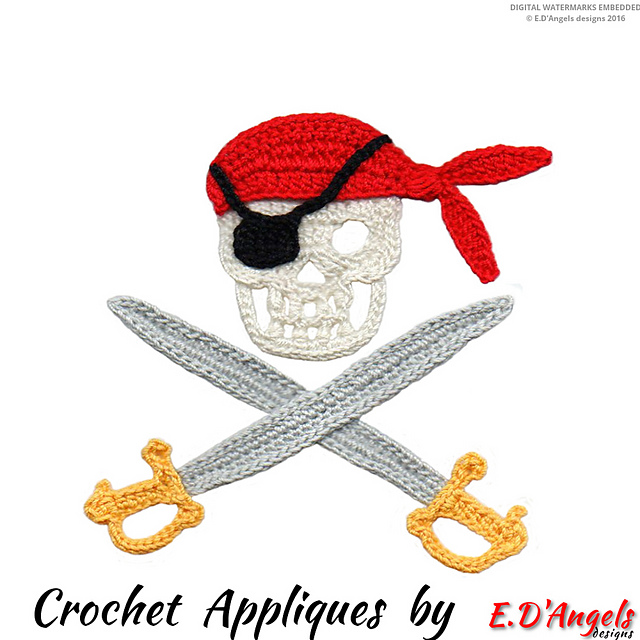 Ravelry: Pirate Skull Applique pattern by Elaine D'Angels