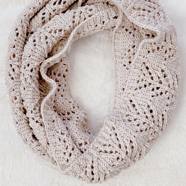 Ravelry: Mae Infinity Scarf | Easy Lace Cowl pattern by Karen Elaine Co.