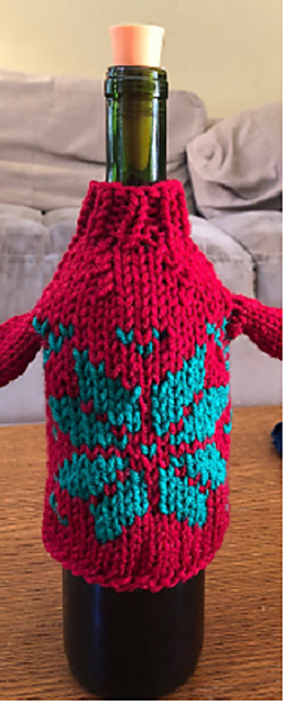 Ravelry: Wine Bottle Christmas Sweater (Poinsettia) pattern by Ellen Fishel