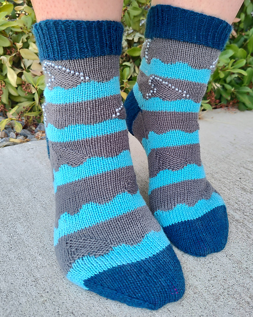 Ravelry: Beaded Shark Socks pattern by Jennifer Beaulieu