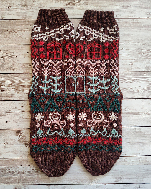 Ravelry: Gingerbread Sampler Socks pattern by Jennifer Beaulieu