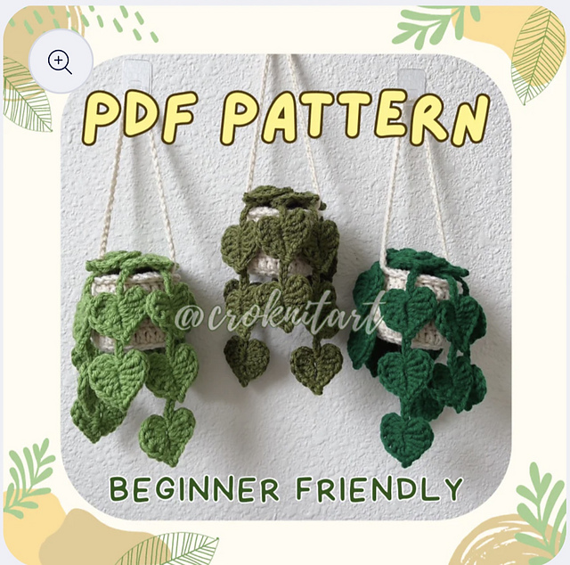 Ravelry: String of Hearts Hanging Plant pattern by CroKnitArt