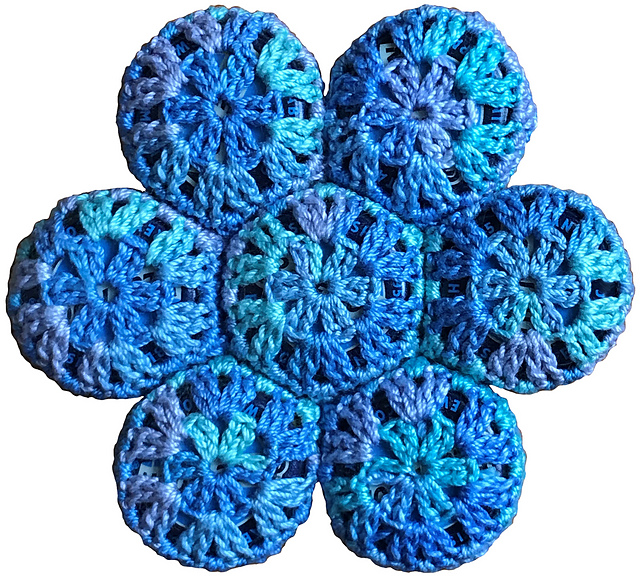 Ravelry: Granny Hex Bottle Cap Coaster pattern by Emma Garside