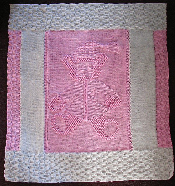 Ravelry: Teddy Bear Cot Blanket pattern by Sandra Rowland