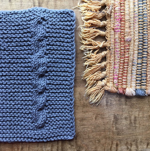 Ravelry: Cabled Garter Square or Scarf pattern by Emily Shaffner