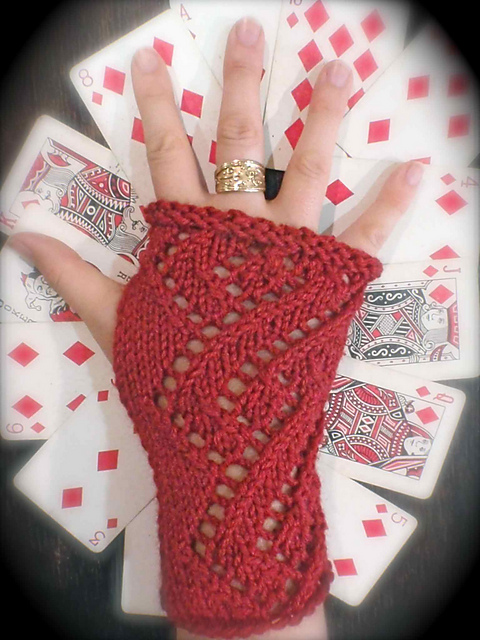 Ravelry: Diamond Lace Gauntlet pattern by Jessica Powers