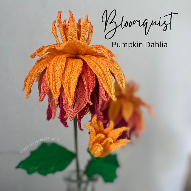 Ravelry: Bloomquist Pumpkin Dahlia pattern by Leticia Lebron