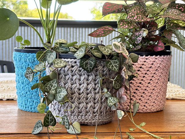 Ravelry: Trio of Pot Plant Covers pattern by Monica Fox