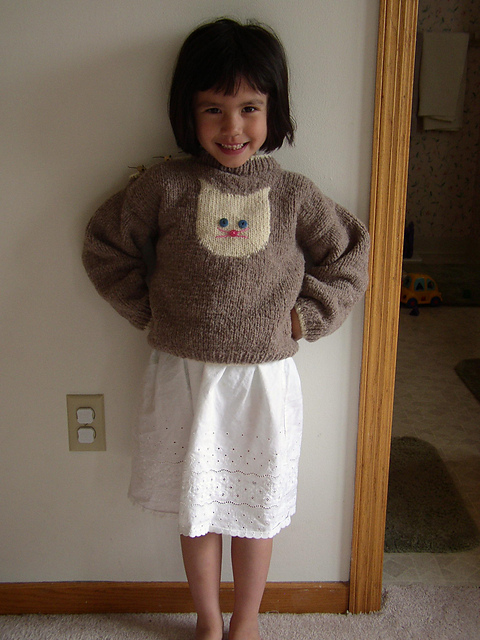 Ravelry: cat face sweater pattern by Amy Bahrt