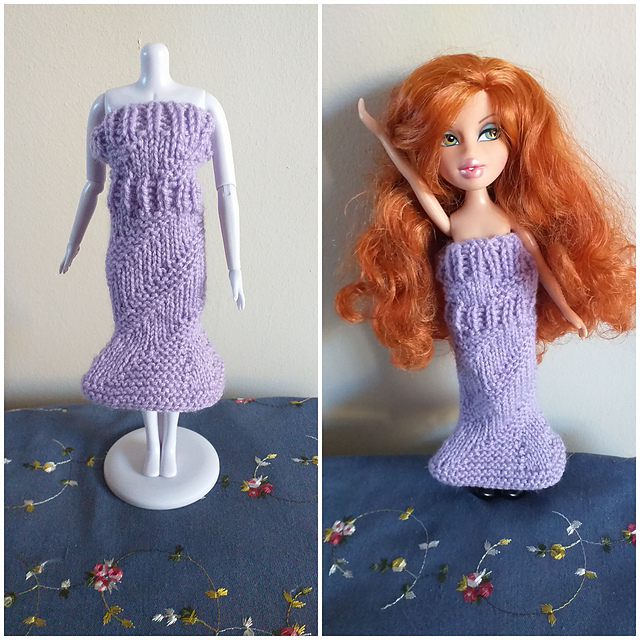Ravelry: Bratz #066 Lilac dress pattern by stickatillbarbie.se