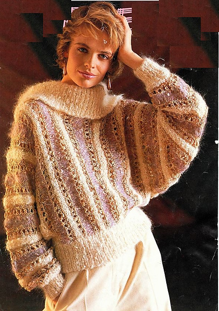 Ravelry: Texture and Eyelet Striped Dolman pattern by Jaeger Handknits