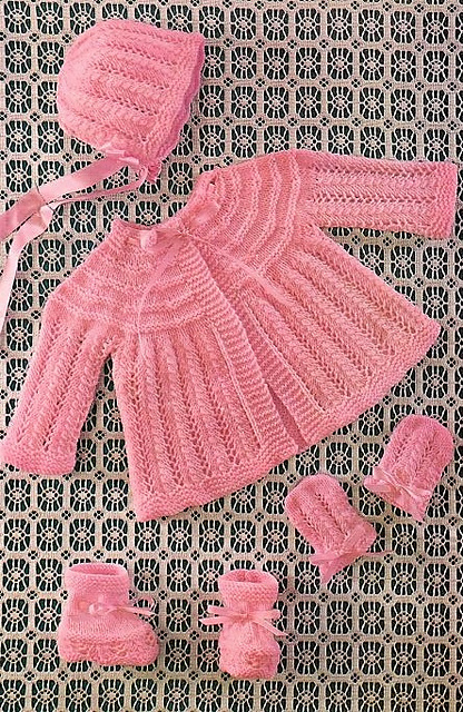 Ravelry: Coat, bonnet, bootees and mitts pattern by Emu Wools Ltd