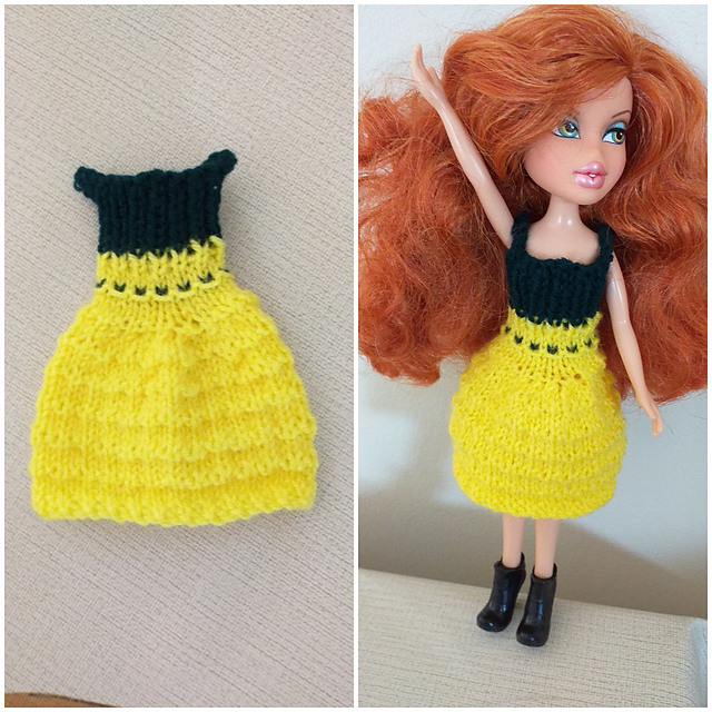 Ravelry: Bratz #073 Yellow dress with green top pattern by ...