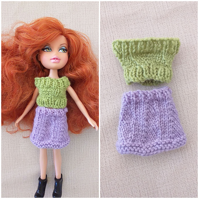 Ravelry: Bratz #070 Lilac skirt and green top pattern by ...