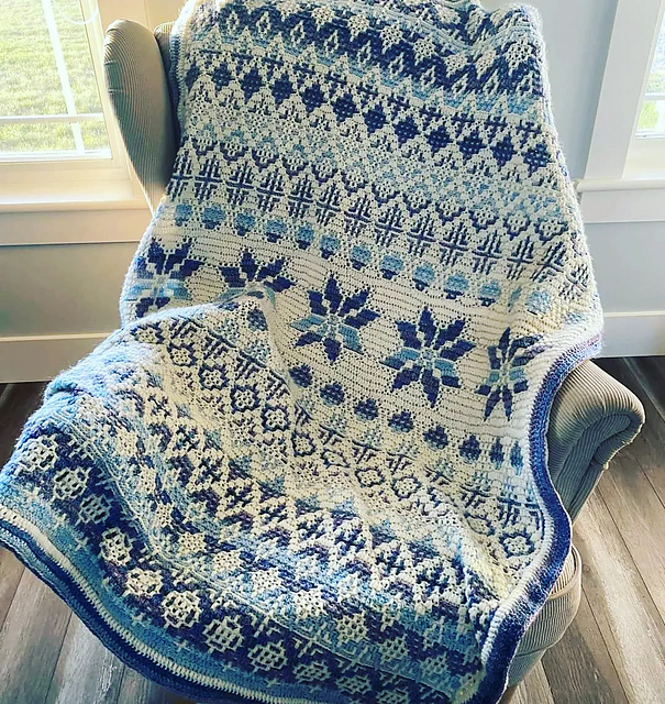 Ravelry: Snowscape Winter Mosaic Afghan pattern by Abi McIntyre
