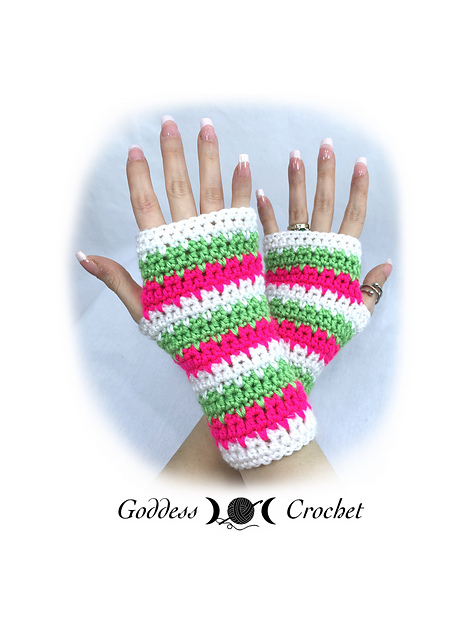 Ravelry: Spiked Watermelon Wristers pattern by Goddess Crochet