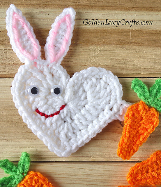 Ravelry: Heart Easter Bunny Applique pattern by GoldenLucyCrafts