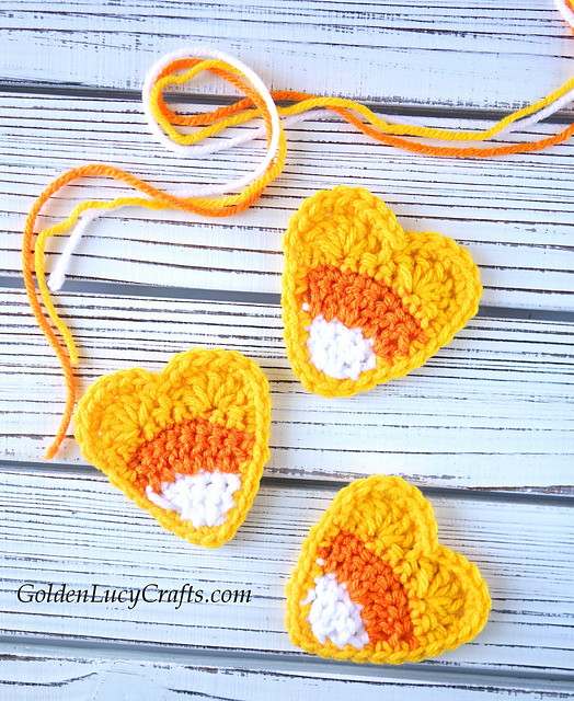 Ravelry: Candy Corn Heart Applique pattern by GoldenLucyCrafts