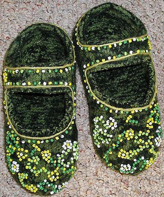 Ravelry: Beaded Felted Mary Jane Slippers pattern by Kathleen Taylor
