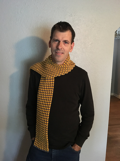 Ravelry: GreatScottKnits' The Husband Gold and Gray Seeded Rib Scarf
