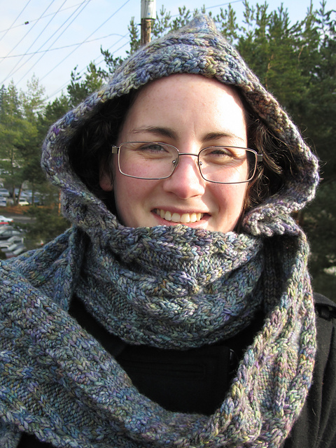 Ravelry: Tangled Up For Warmth Hooded Scarf pattern by Grid Mammal Crafts