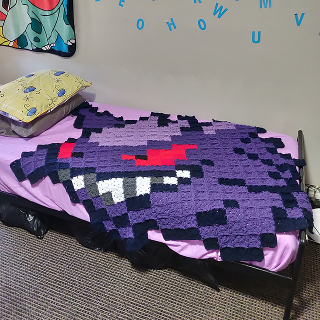Ravelry: Pixel Gengar Granny Square Blanket pattern by Brian Kwok