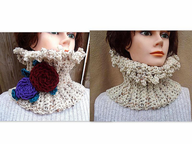 Ravelry: 739 Ruffled Crochet Cowl and Flower Cluster pattern by Emi ...